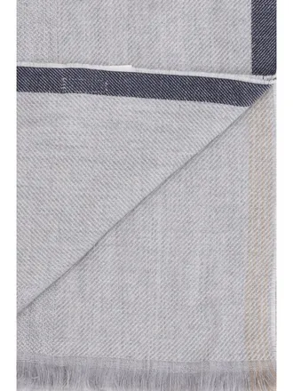 Brunello Cucinelli Mens Cashmere Scarf Pearl Gray-Marine-Taupe (capra Hircus) Gray/marine/taupe Scarfs