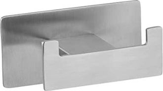 WENKO Turbo-Loc Wandhaken Duo Genova Matt, dekorativer Doppel-Badhaken aus Edelstahl für Handtücher oder Badutensilien, Befestigen ohne Bohren, rostfrei, (B