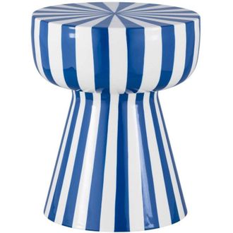 Sweeek Beistelltisch, Sofaende, Nachttisch, emaillierter Stahl zweifarbige Streifen Ø 34 x H 41 cm