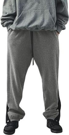 Generico Pantalon de survêtement ample pour homme Pantalon de Jogging Large Jambe Large Pantalon de survêtement Long Pantalon de sport chaud pour homme avec po