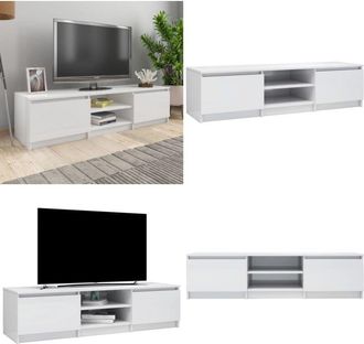 vidaXL Meuble TV blanc brillant 140x40x35,5 cm bois dingénierie - Meuble Tv - Meuble Téléviseur - Unité Tv - Rangement Tv - Meubles Salon - Home & Living