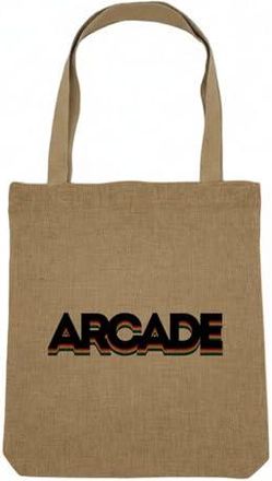 Fabulous Sac Shopping Tote Bag Aspect Lin - Arcade Typographie Retro Classique Art Retro Gaming - Sac de Courses Toile Epaisse 360g Beige Naturel Cabas Port&eacute; E