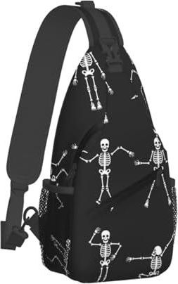 Generic Sacoche Port&eacute; &eacute;paule Un adorable squelette danse Durable Sac &agrave; Bandouli&egrave;re L&eacute;ger Crossbody Bag pour Randonn&eacute;e Cyclisme Camping