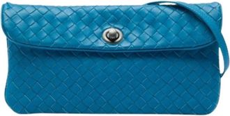 Bottega Veneta Sac bandouli&egrave;re en cuir nappa tress&eacute; Pre-owned - Femme - Pre-owned - Bleu - Taille: ONE Size