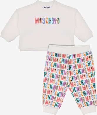 Moschino Ensemble de survêtement en coton molletonné imprimé - Blanc