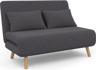 IDMarket Canapé Convertible Romeo lit dappoint 2 Places 120 x 190 cm Tissu Gris Anthracite