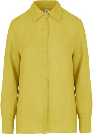 Bomboogie Femme, Blouses et Chemises, Jaune, Taille: 44 FR Chemise en lin coupe droite