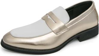 Minitoo Mocassins à enfiler pour homme avec boucle - Mocassins dété décontractés, Y87212 Blanc Or, 38 EU