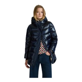 Elena Miro Langer Daunenmantel mit abnehmbarer Kapuze - - Coats - Damen - Blau - 4XL