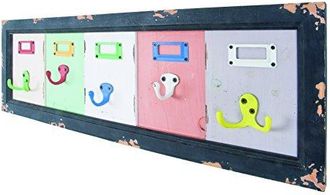 Haku Möbel Wandgarderobe bunt, Vintage, Massivholz, Metall - Maße: B 66 cm x H 21 cm x T 5 cm, Style: Industrial