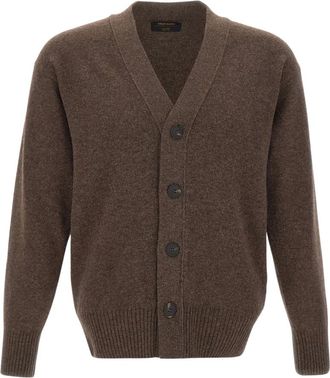 Gran Sasso Cardigan col V Super Geelong - Homme - Pulls - Brun - Taille: XL