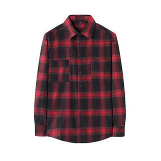 Generic Chemise &agrave; carreaux en flanelle &agrave; manches longues pour homme, chemise boutonn&eacute;e tartan pour homme, chemise surdimensionn&eacute;e polyvalente, confortable, ha