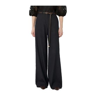 Max Mara Femme, Pantalons, Noir, Taille: 38 FR Wide Pantalons