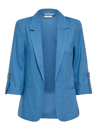 Only Kurzblazer ONLY ONLGOA 3/4 UNLINE LINEN BL BLAZER CC TLR, Damen, Gr. 38, riviera, Web, Obermaterial: 70% Viskose, 30% Leinen, unifarben, loose fit nor