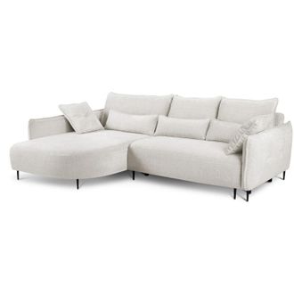 Selsey Selsey OBLIVIO - Ecksofa mit Schlaffunktion, Bettkasten, Chenille-Bezug Creme, Ottomane links