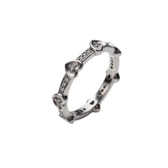 Pandora Moments Radiant Sparkling Hearts Ring - - Accessories - Damen - Grau - 58 MM