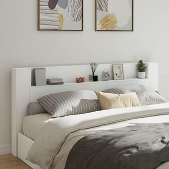 vidaXL Armoire t&ecirc;te de lit avec led blanc 220x16,5x103,5 cm