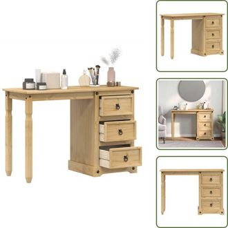 vidaXL The Living Store - Coiffeuse Corona 110x47x75 cm bois de pin massif - Table De Chevet - Meuble De Salle De Bain - Commode - Miroir - Tiroir