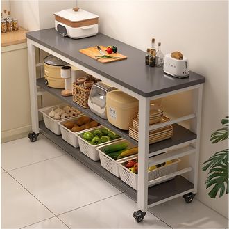 Generic K&uuml;cheninsel, Aufbewahrungsschrank mit offenen Regalen, Buffetschr&auml;nke, Sideboard, Inseltisch auf Rollen for die Zubereitung von Mahlzeiten, Esszimmer 