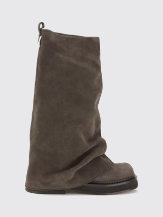 The Attico Bottes drap&eacute;es en cuir su&eacute;d&eacute; &agrave; talon bas
