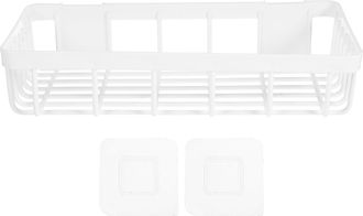 NUOBESTY Bohrfreies Wandmontiertes Badezimmer Wandregal aus Robustem Material mit Ablaufsystem Platzsparender Bad Organizer in Wei&szlig; f&uuml;r Duschablage und Aufbewa