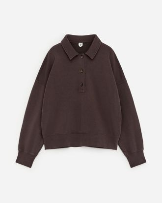 Arket Sweatshirt Aus French Terry Mit Polokragen -Braun
