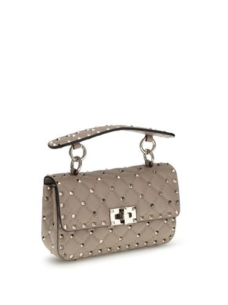 Valentino Garavani Womens Small Shoulder Bag | Rockstud Spike Na Poudre Calf Leather Bos Taurus Handbags Hand