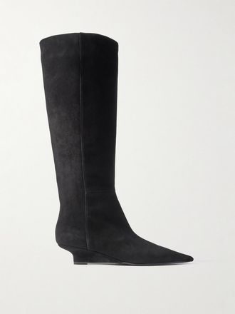 Toteme Sharp Kniehohe Stiefel Aus Veloursleder - Schwarz