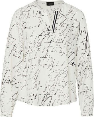 s.Oliver Langarmbluse Bluse Viskose-Bluse mit V-Ausschnitt und All-over-Print