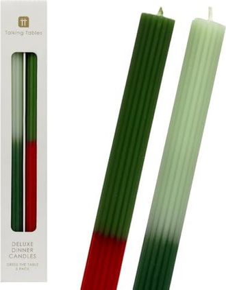 Talking Tables Gr&uuml;ne und rote Kerzen | perfekt f&uuml;r Weihnachtstisch oder - Verwendung als Heimdekoration, Dinner-Party, Geburtstagsgeschenk, ohne Duft, Gr&ouml;&szlig;e 26 cm, B