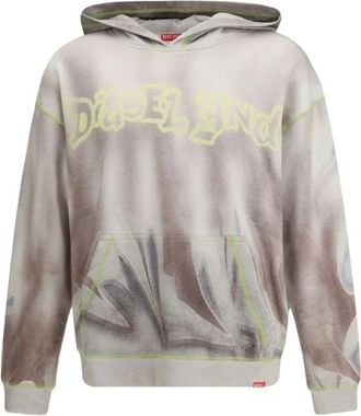 Diesel Homme, Sweatshirts et sweats &agrave; capuche, Gris, Taille: S SweaT-shirt en coton imprim&eacute;