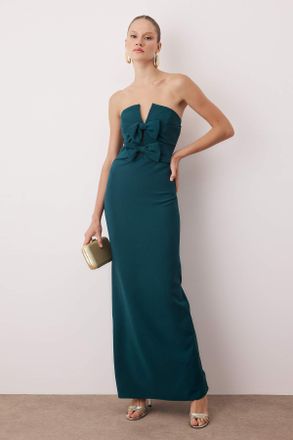 Trendyol Einfarbiges Maxikleid, &auml;rmellos, schmaler Schnitt f&uuml;r Abschluss/Abend - Gr&uuml;n