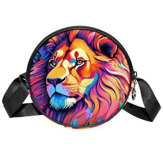 Generic Sac &agrave; bandouli&egrave;re rond pour femme, petit sac &agrave; bandouli&egrave;re avec fermeture &eacute;clair, bretelles r&eacute;glables, sac &agrave; main rond d&eacute;contract&eacute; pour femmes et fill