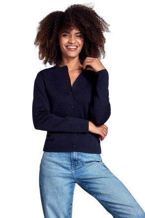 Armor Lux Damen Cardigan aus Wolle und Acryl Strickjacke, Rich Navy, XS