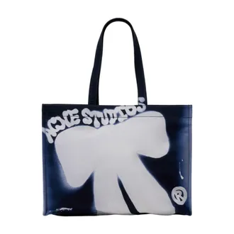 Acne Studios Logo-Graphic Cotton Tote Bag - Blue
