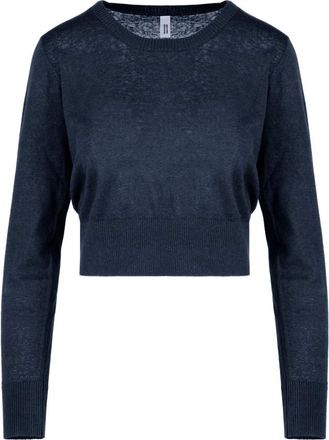 Bomboogie Femme, Pulls, Bleu, Taille: 36 FR Pull &agrave; manches longues en lin et coton