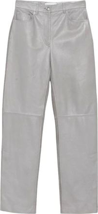 Sportmax Pantalon en cuir et su&egrave;de - Femme - Pantalons - Gris - Taille: 38 FR