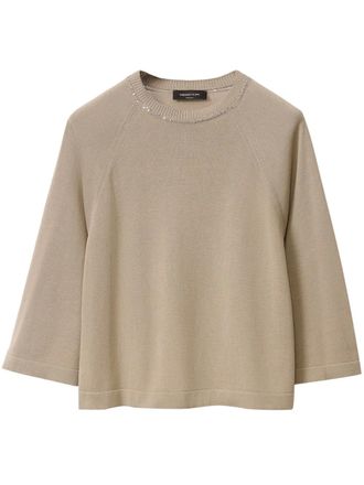 Fabiana Filippi pull à détails de sequins - Marron