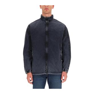Diesel Washed Denim Track Jacket - - Jackets - Herren - Blau - 2XL