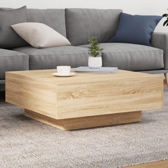 vidaXL Table basse avec lumi&egrave;res led ch&ecirc;ne sonoma 80x80x31 cm Vidaxl