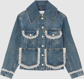 Ganni Veste Rigid Denim Lace Dark Blue Vintage