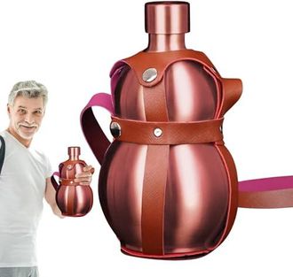 Generic Qutalmi Bouteille deau en forme de gourde en acier inoxydable,gourde en acier inoxydable,Bouteille deau de 1500 ml avec sangle de transport | Bouteill