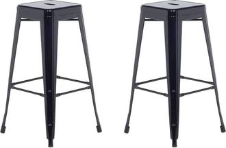 Beliani Beliani - Trendy Barhocker 2er Set Schwarz Metall 76 cm Industriell