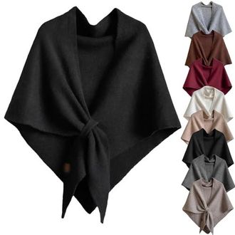 Generic Ch&acirc;le pour femme, ch&acirc;le cardigan 2025 de couleur unie, cape, laine cachemire, &eacute;paules hautes, pull, ch&acirc;le, &eacute;charpe pour lautomne et lhiver, Noir, tail