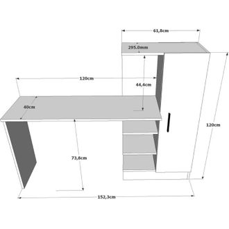 Hanah Home Bureau en bois CT2 - 152 x 40 x 120 cm - Pin atlantique Blanc