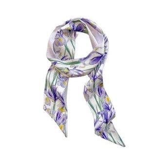 Generico &Eacute;charpe en soie double face rose pour femme, bandeau de cheveux et feston d&eacute;coratif(Purple flower)