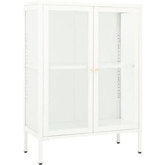 vidaXL Sideboard Wei&szlig; 75x35x105 cm Stahl und Glas - Vidaxl