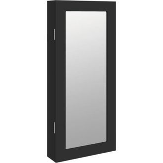 vidaXL Armoire &agrave; bijoux avec miroir murale noir 30x8,5x67 cm Vidaxl