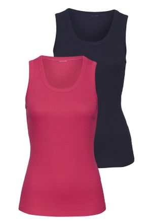 Vivance Tanktop VIVANCE aus weichem Rippen-Jersey, Damen, Gr. 32/34, pink (pink, navy), Rippware, Obermaterial: 95% Baumwolle, 5% Elasthan, unifarben, Basic, 