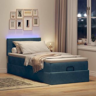 vidaXL Struttura Letto Pouf Con Materasso 100x200 Cm Velluto - Vidaxl